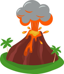 Volcano eruption and lava drawing Royalty Free Vector Image