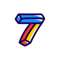 7 logo isometric number seven impossible lines Vector Image