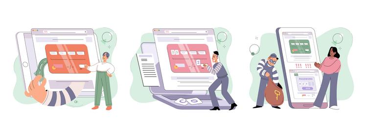 Hacker activity big set hacking computer Vector Image