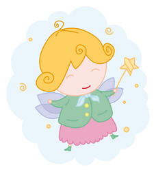 Cute tooth fairy with a and magic wand Royalty Free Vector
