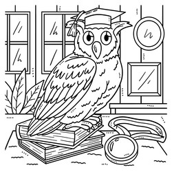 Graduation cap with books coloring page for kids Vector Image