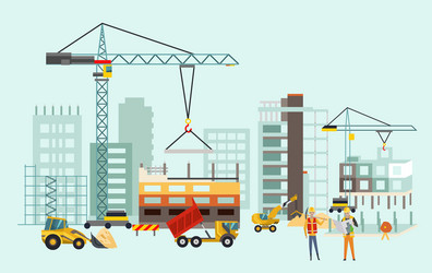 Building people and construction equipment Vector Image