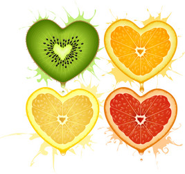 Logo of lemon in the form of heart stylized slice Vector Image