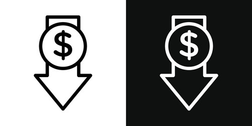 Lower cost icon set reduce price symbol in a back Vector Image