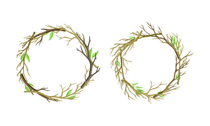 Bare tree branch entangled in round wreath Vector Image