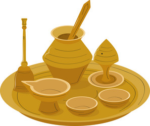 Traditional decorated pooja thali Royalty Free Vector Image