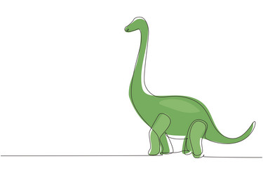 Single one line drawing brontosaurus Royalty Free Vector