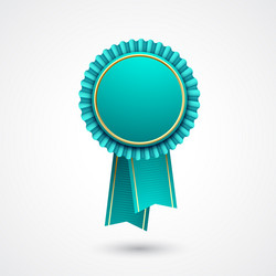 Blue ribbon award with gold medal center Vector Image
