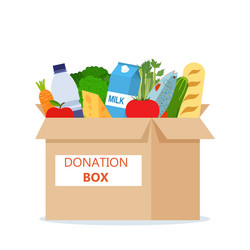 Cardboard donation box full of food charity Vector Image
