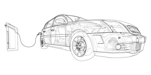 Electric Car Blueprint Drawing Vector Images (over 290)