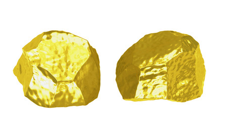 3d golden stones set on white background isolated Vector Image