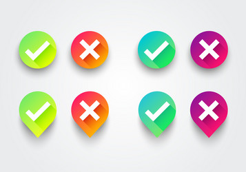Colorful flat gradient checkmark icon set Vector Image