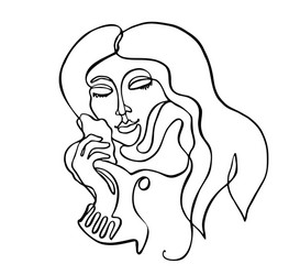 Continuous line drawing young woman from Vector Image