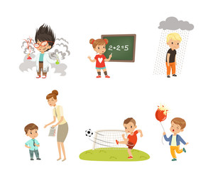 Frustrated kids experiencing their failures Vector Image