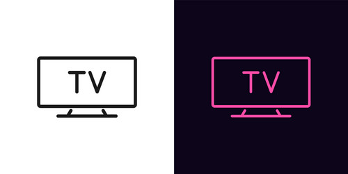 Outline television icon with editable stroke tv Vector Image