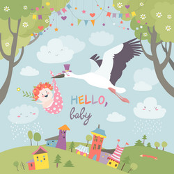 Flying stork frame animation bird delivery Vector Image