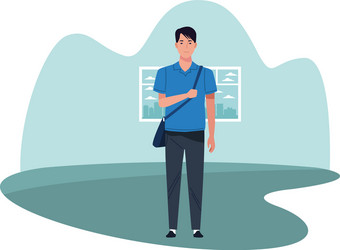 Young man casual in house character Royalty Free Vector