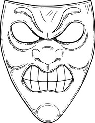 Angry face mask of a man red devil Royalty Free Vector Image