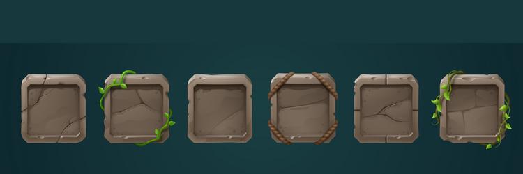 Old stone game buttons animation set Royalty Free Vector