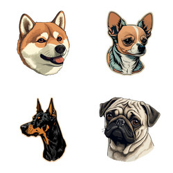 Dogs flat icon set isolated on white background Vector Image