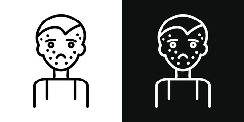 Man acne on face icon set puberty pimple skin Vector Image