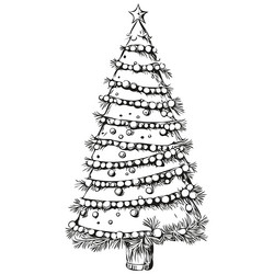 Christmas tree line art hand drawn sketch Vector Image