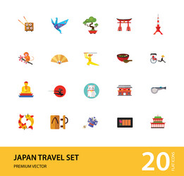 Japan travel icon set Royalty Free Vector Image