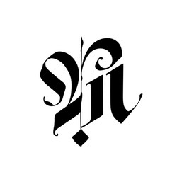 Letter m in gothic style alphabet symbol Vector Image