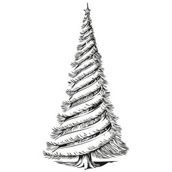 Christmas tree line art hand drawn sketch Vector Image