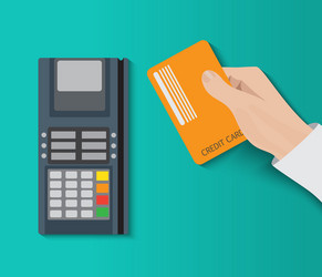 Hand with credit card for payment mobile Vector Image