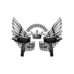 Barber pole with king crown and wings design Vector Image