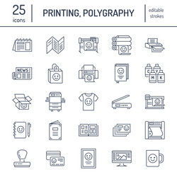 Printing house flat glyph icons print shop Vector Image