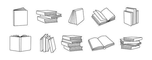 Line open book outline Royalty Free Vector Image