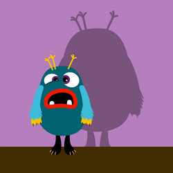 Scary blue monster with shadow Royalty Free Vector Image