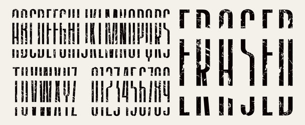 Cyrillic extra condensed cross out font Royalty Free Vector