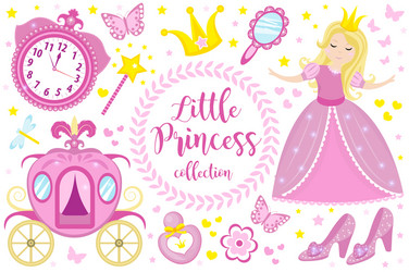 Cute little girl ladybug bee butterfly icon set Vector Image