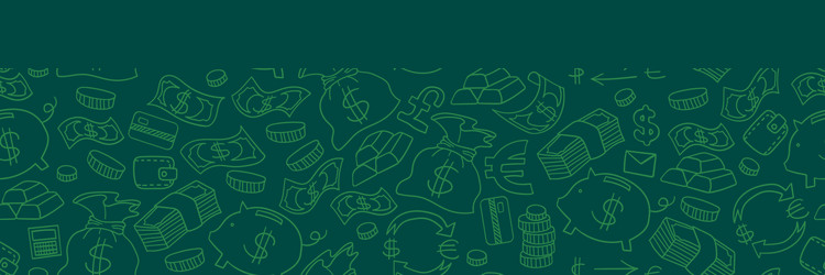 Doodle money seamless horizontal border Royalty Free Vector