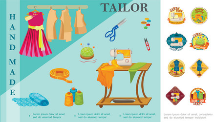 Tailor studio promo poster template with flat Vector Image