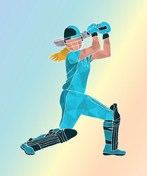 Cricket batsman sport player action cartoon Vector Image