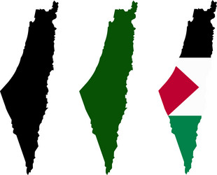 High detailed map with national flag palestine Vector Image