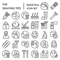 Shaving tips flat icon set shave symbols Vector Image