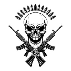 Skull with crossed assault rifles design Vector Image