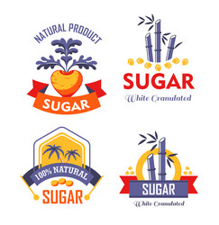 Sugarcane labels sugar manufacturing emblems Vector Image