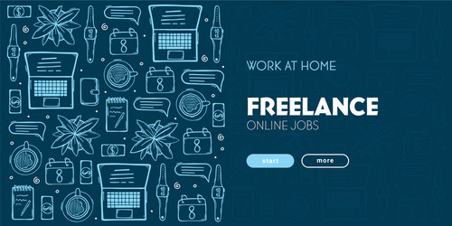Freelance banner with hand draw doodle background Vector Image