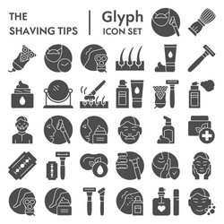 Shaving tips flat icon set shave symbols Vector Image