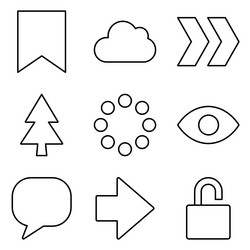 Simple shapes outline flat icon set isolated Vector Image