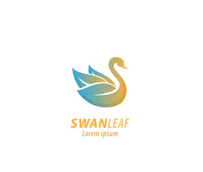 Creative blue green gradient abstract swan logo Vector Image