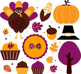 Thanksgiving design elements set Royalty Free Vector Image