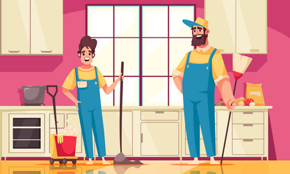 Housework children help kids washing living room Vector Image