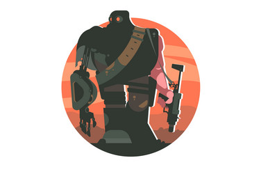 A robot dinosaur with weapon Royalty Free Vector Image